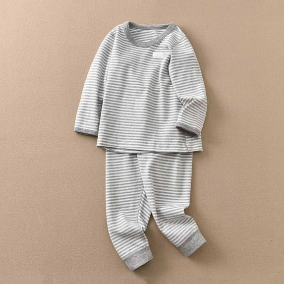 Kids Thermal Underwear 2-Piece Set – Long Sleeve Striped/Polka Dot ...