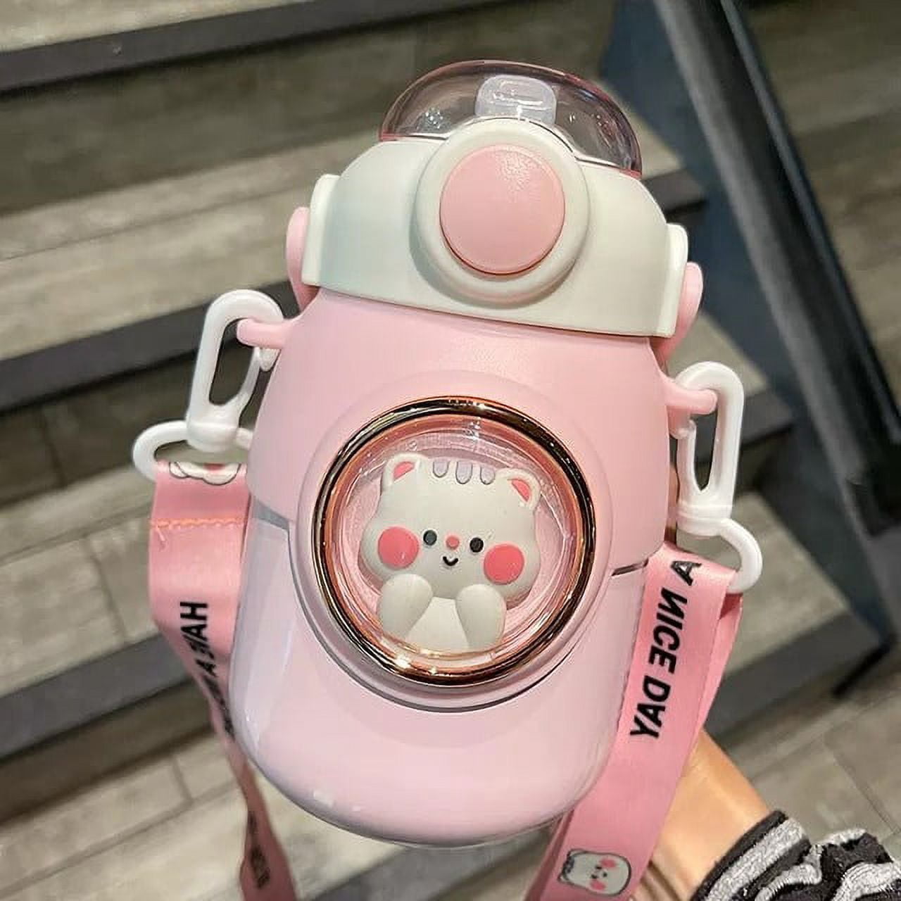 Kids Thermos Bottle Cute Water Bottle Kawaii Straw 700ml Stainless ...