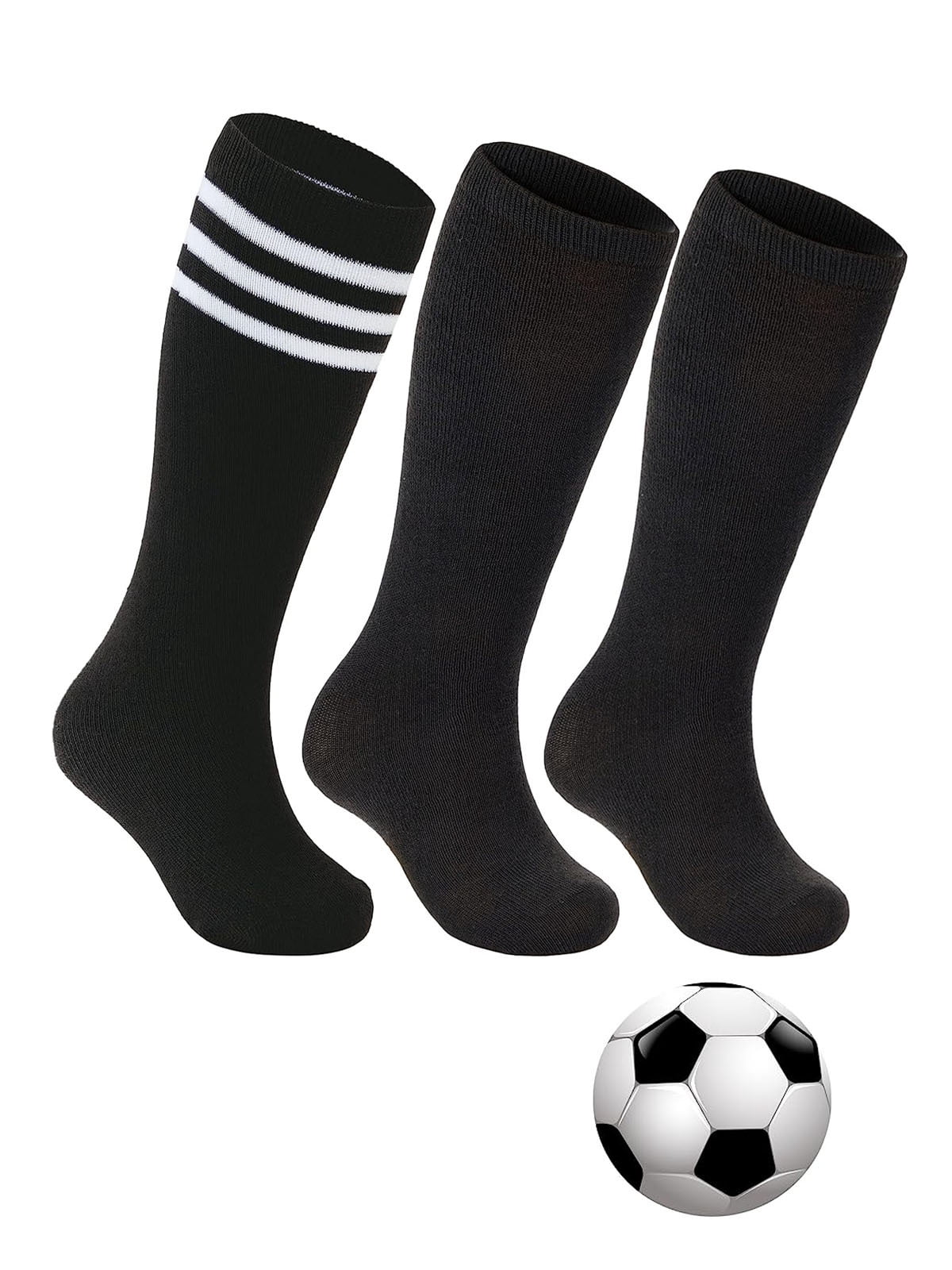 Kids Three Stripes High Knee Cotton Socks Thigh Tights Athletic Soccer ...