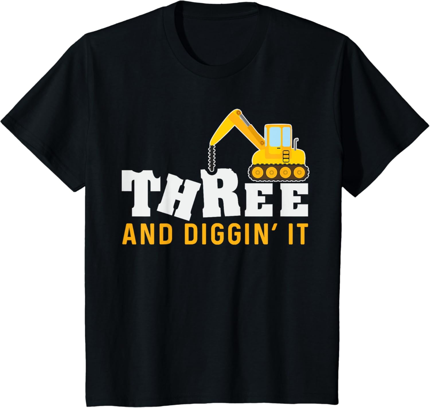 Kids Three and Diggin' It 3rd Birthday Construction 3 Excavator T-Shirt ...