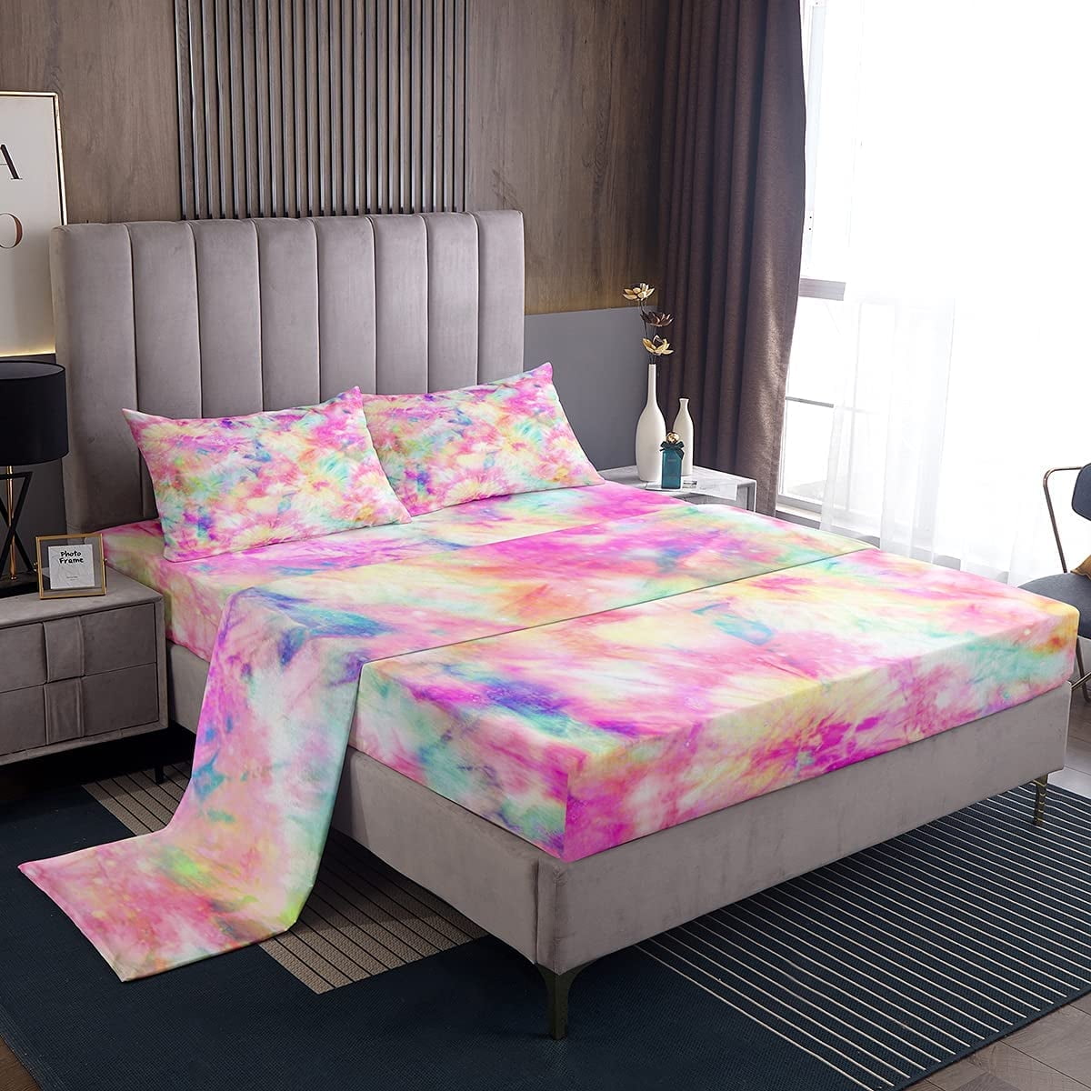 Tie Dye Pink Bed Sheets Bohemian Batik Sheet Set 4 Pcs Full Size, Boho ...