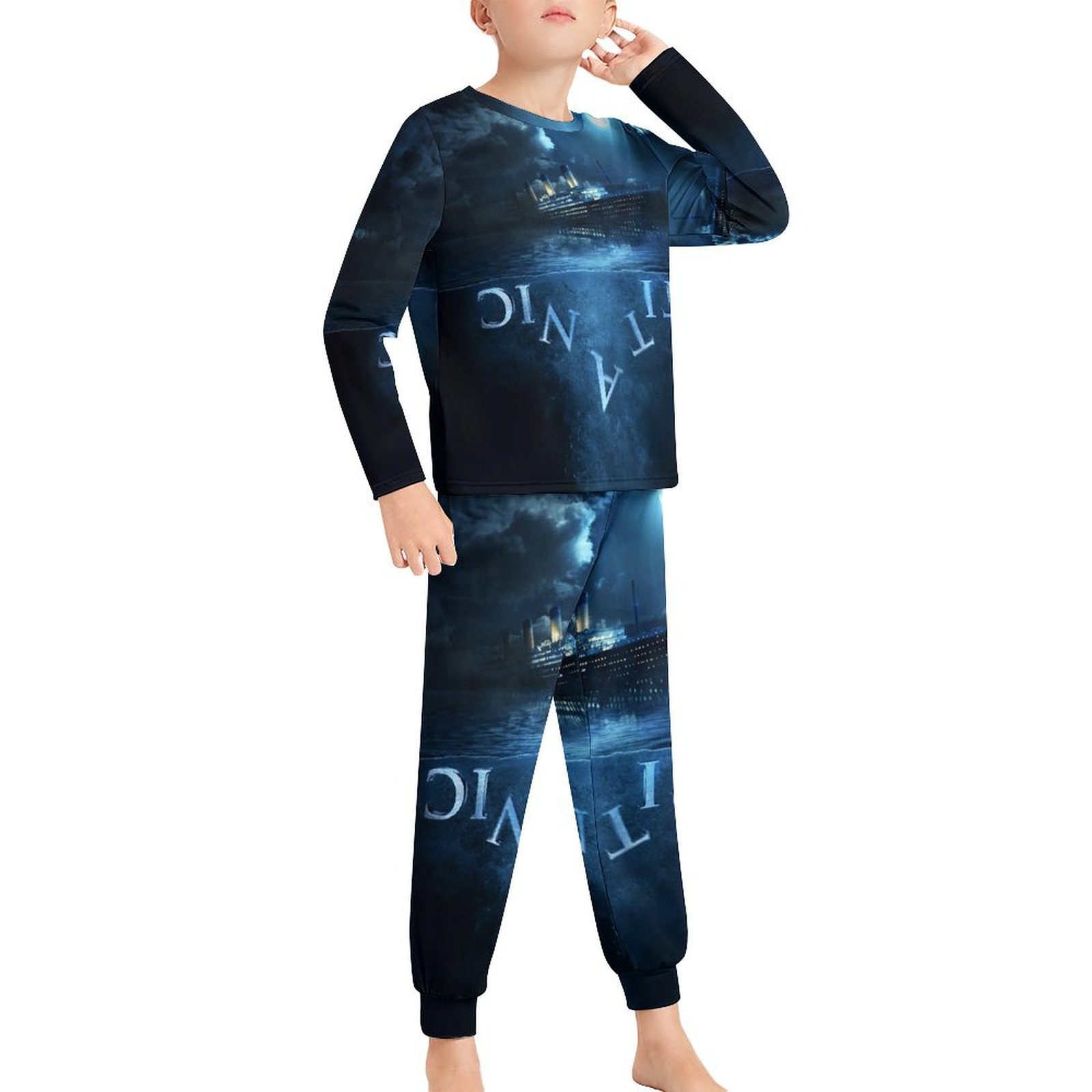 Kids Titanic Pajama Long Sleeve Sleepwear Pant Set Cute Nightclothes ...