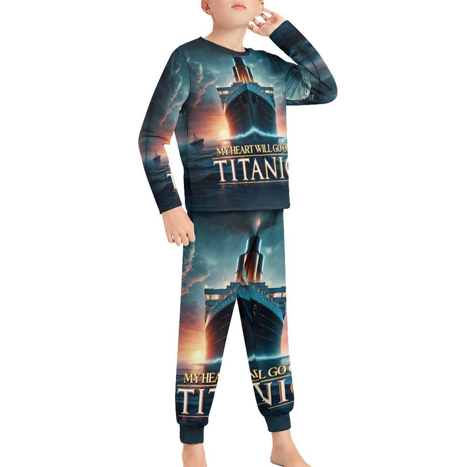 Kids Titanic Pajama Long Sleeve Sleepwear Pant Set Cute Nightclothes ...