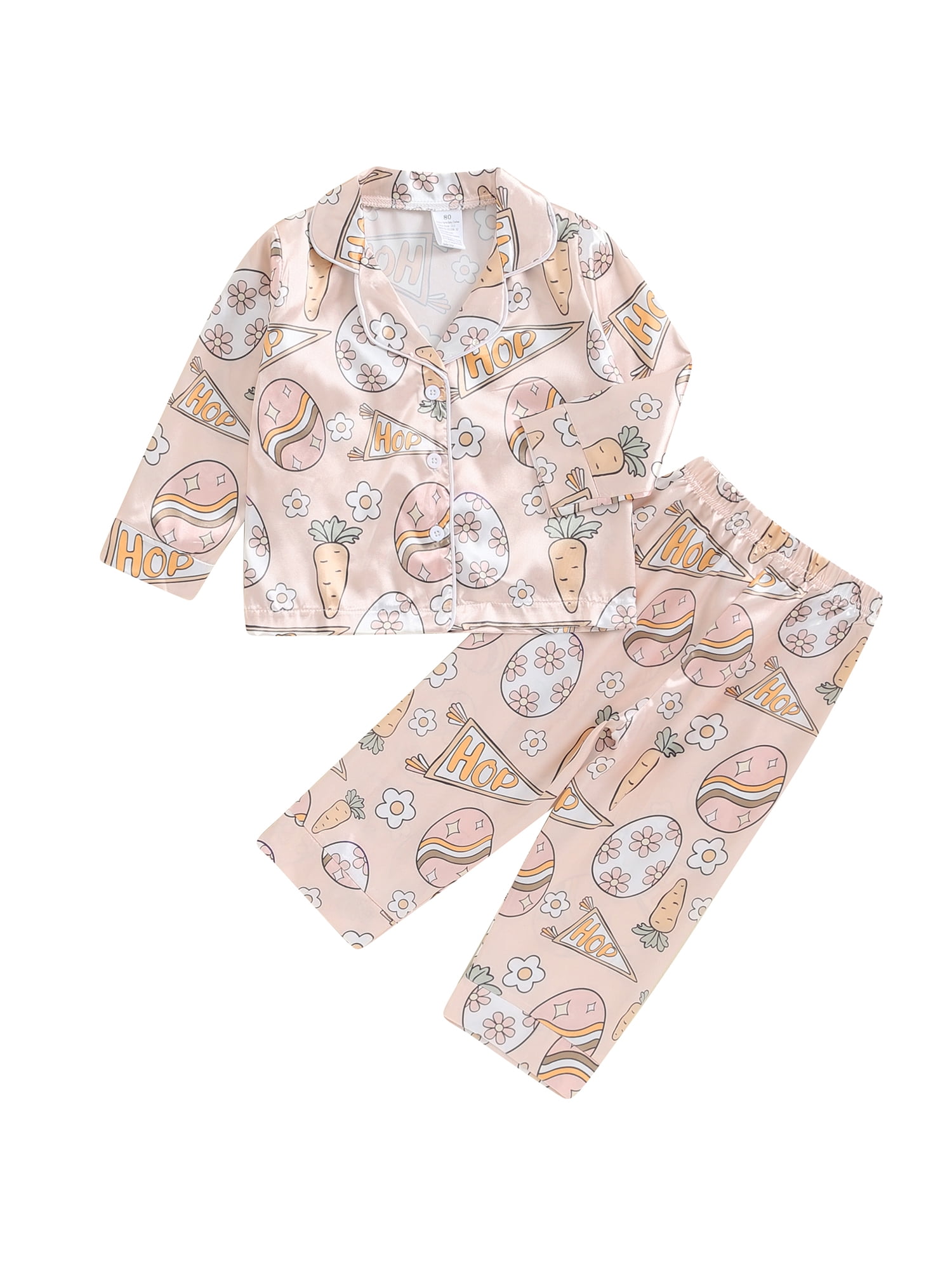 Kids Toddler Baby Boy Girl Easter Pajamas Set Bunny/Carrot Egg Button ...