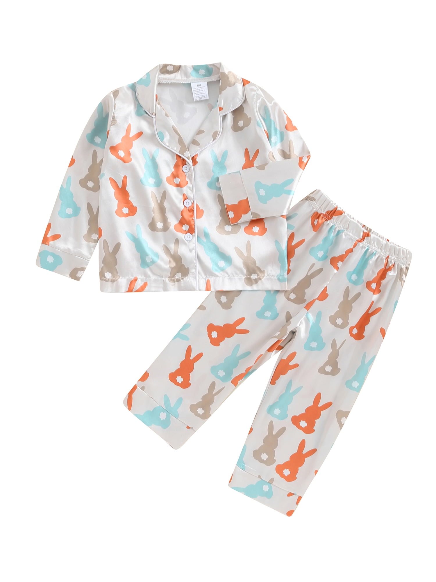 Kids Toddler Baby Boy Girl Easter Pajamas Set Bunny/Carrot Egg Button ...