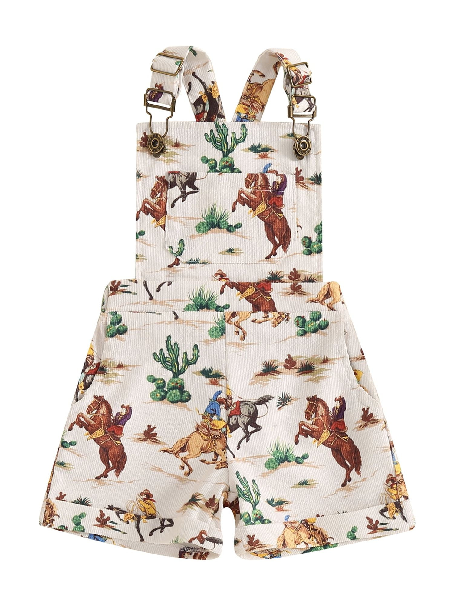 Kids Toddler Baby Boy Girl Farm Outfit Cowboy Cow Print Overalls Sleeveless Suspender Shorts ...