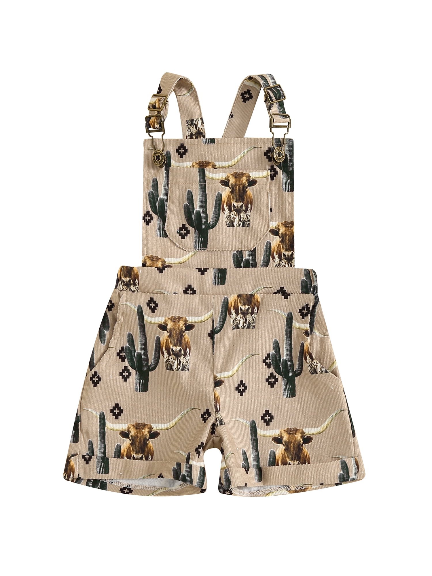 Kids Toddler Baby Boy Girl Farm Outfit Cowboy Cow Print Overalls Sleeveless Suspender Shorts ...