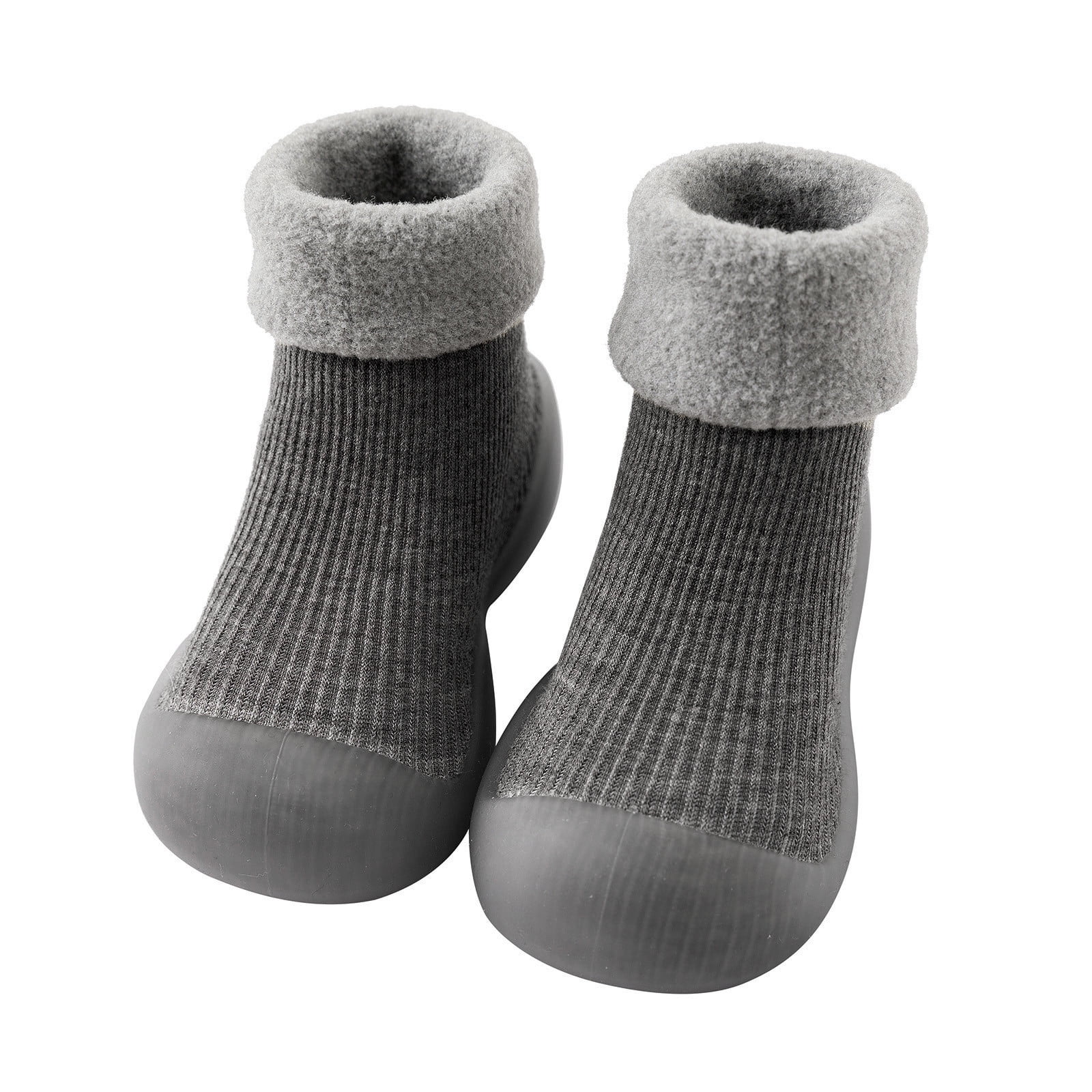 Kids Toddler Baby Boys Girls Solid Warm Knit Soft Sole Rubber Shoes ...