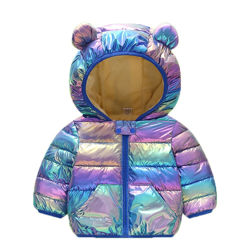 Kids Toddler Baby Boys Girls Winter Coat Bear Hooded Light Puffer Padded Jacket Windproof ...