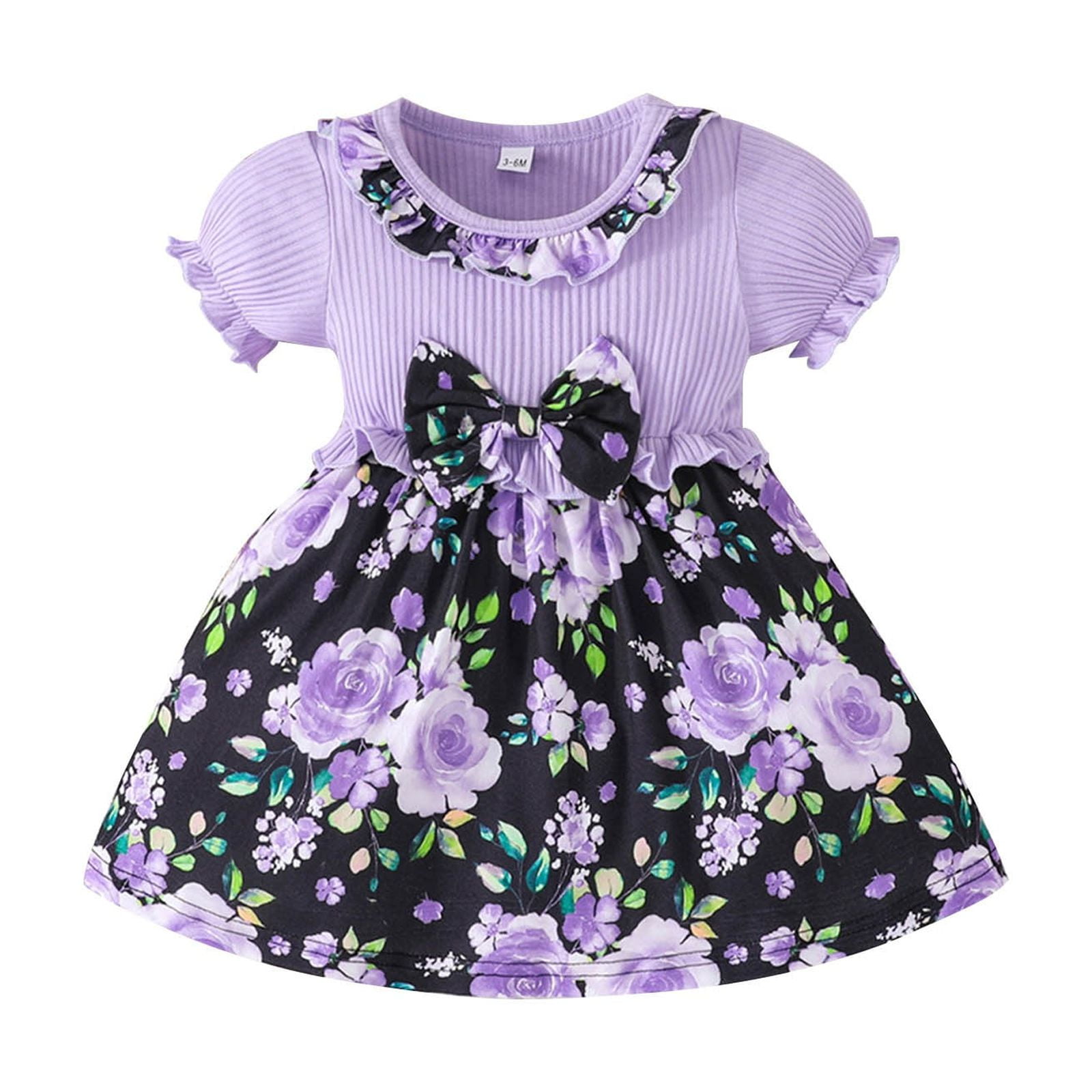 Kids Toddler Baby Girls Spring Summer Floral Ruffle Dress Clothing ...