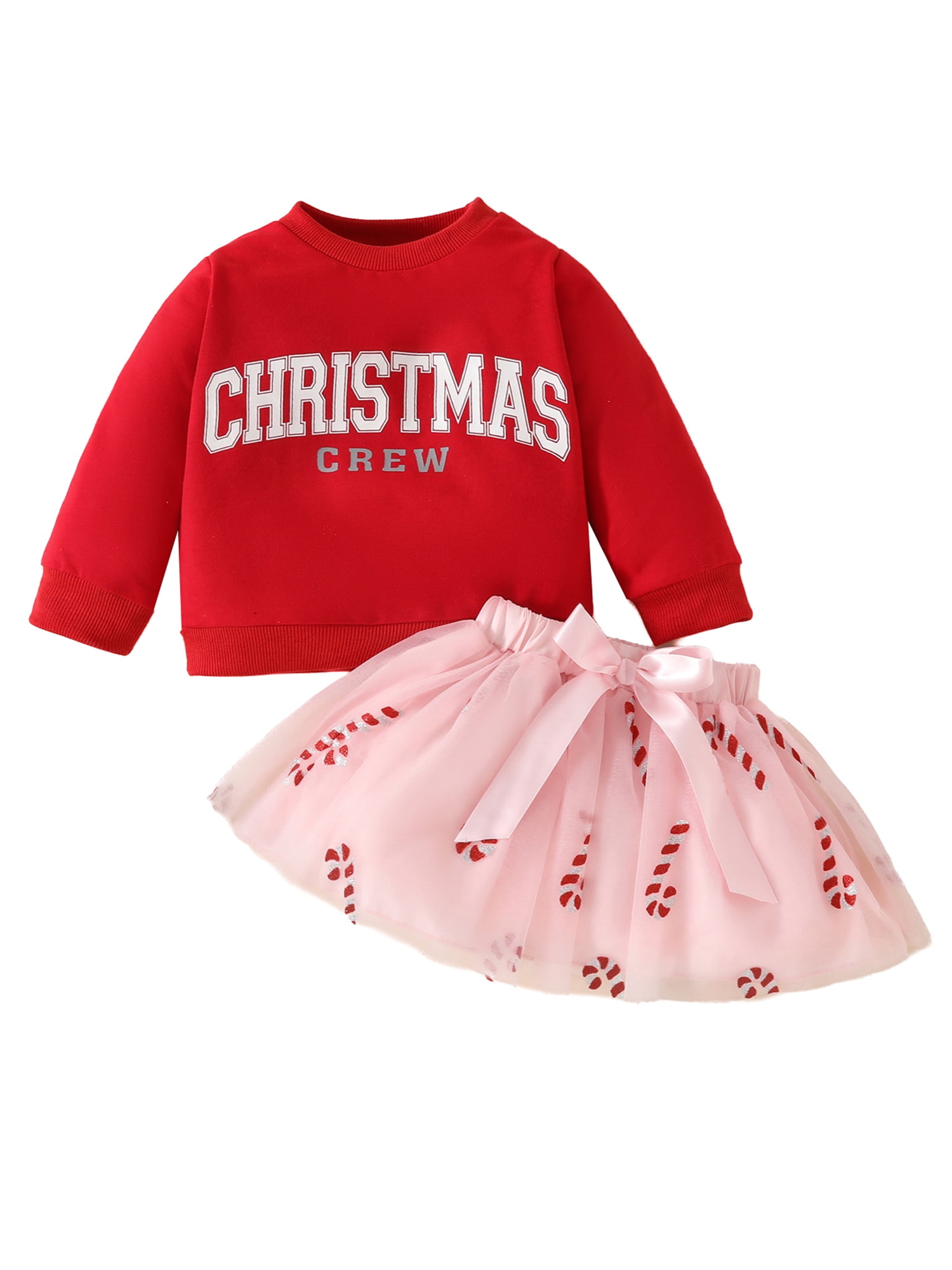Kids Toddler Girls Christmas Outfit, 6 12 18 24 Months 2T 3T 4T Long Sleeve Crew Neck Letters ...