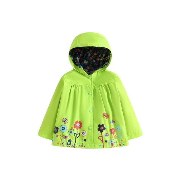 Kids Toddler Girls Flowers Hooded Waterproof Windproof Raincoat Jacket ...
