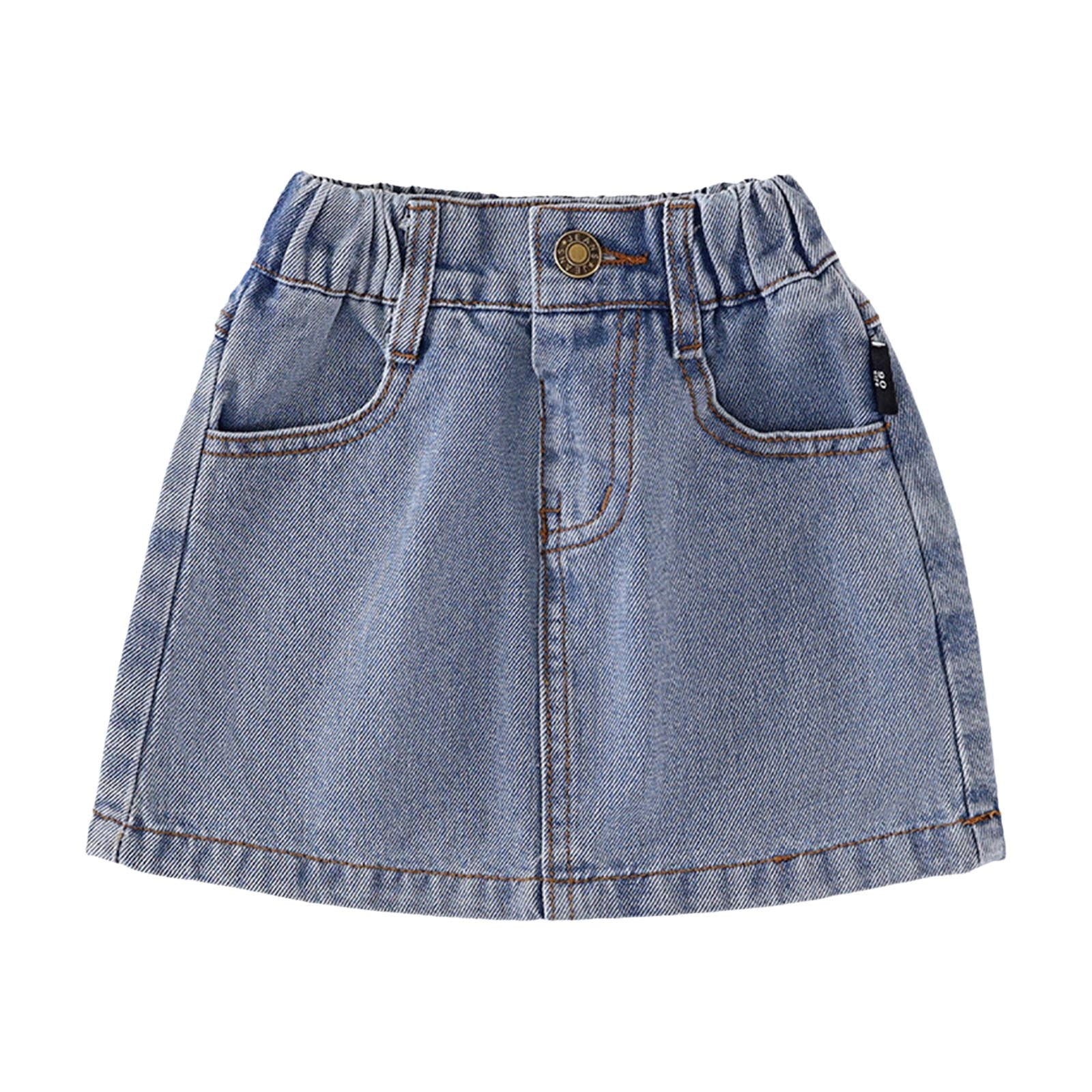 Kids Toddler Girls Spring Summer Denim Skirts, Solid Color Ripped ...