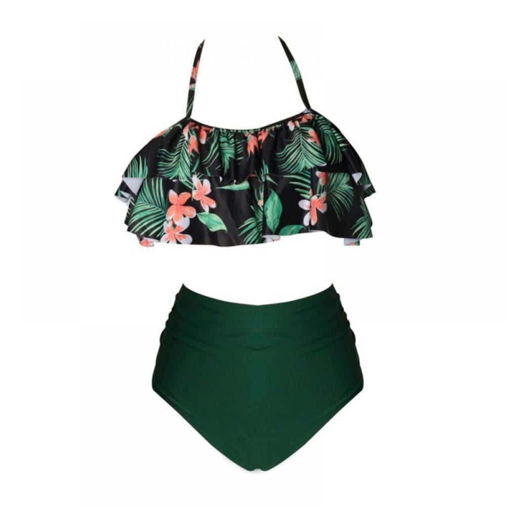 Kids Toddler Girls Two Piece Swimsuit Ruffles Bikini Set Beach Swimwear ...