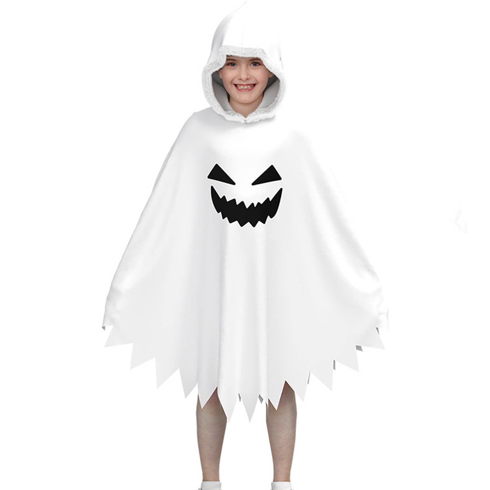Kids Toddler Halloween Glowing Ghost Print Cape Hooded Haunted Cloak ...