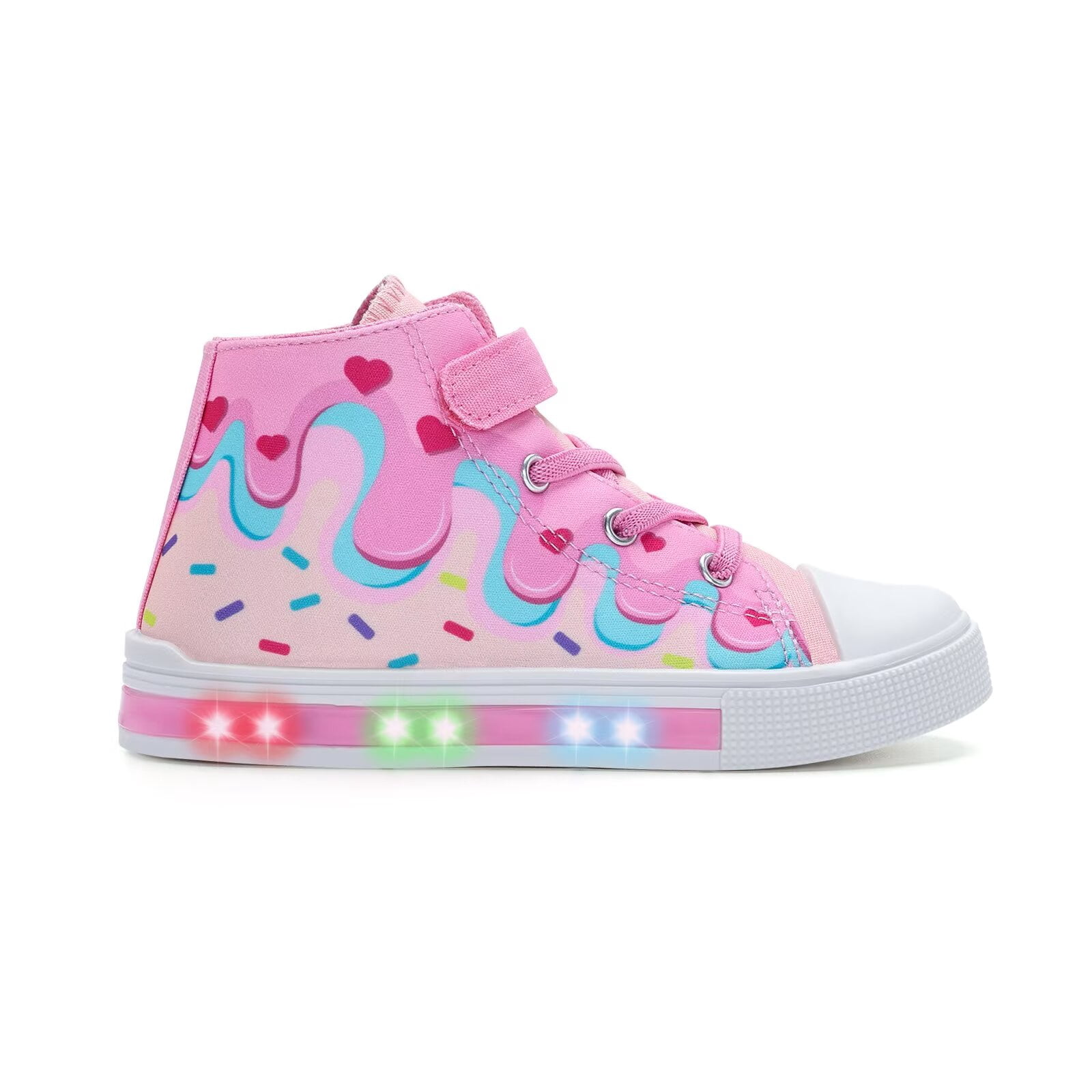 EUXTERPA Girls Pink Sneakers Light Up Flashing Shoes Kids Easy Fasten ...