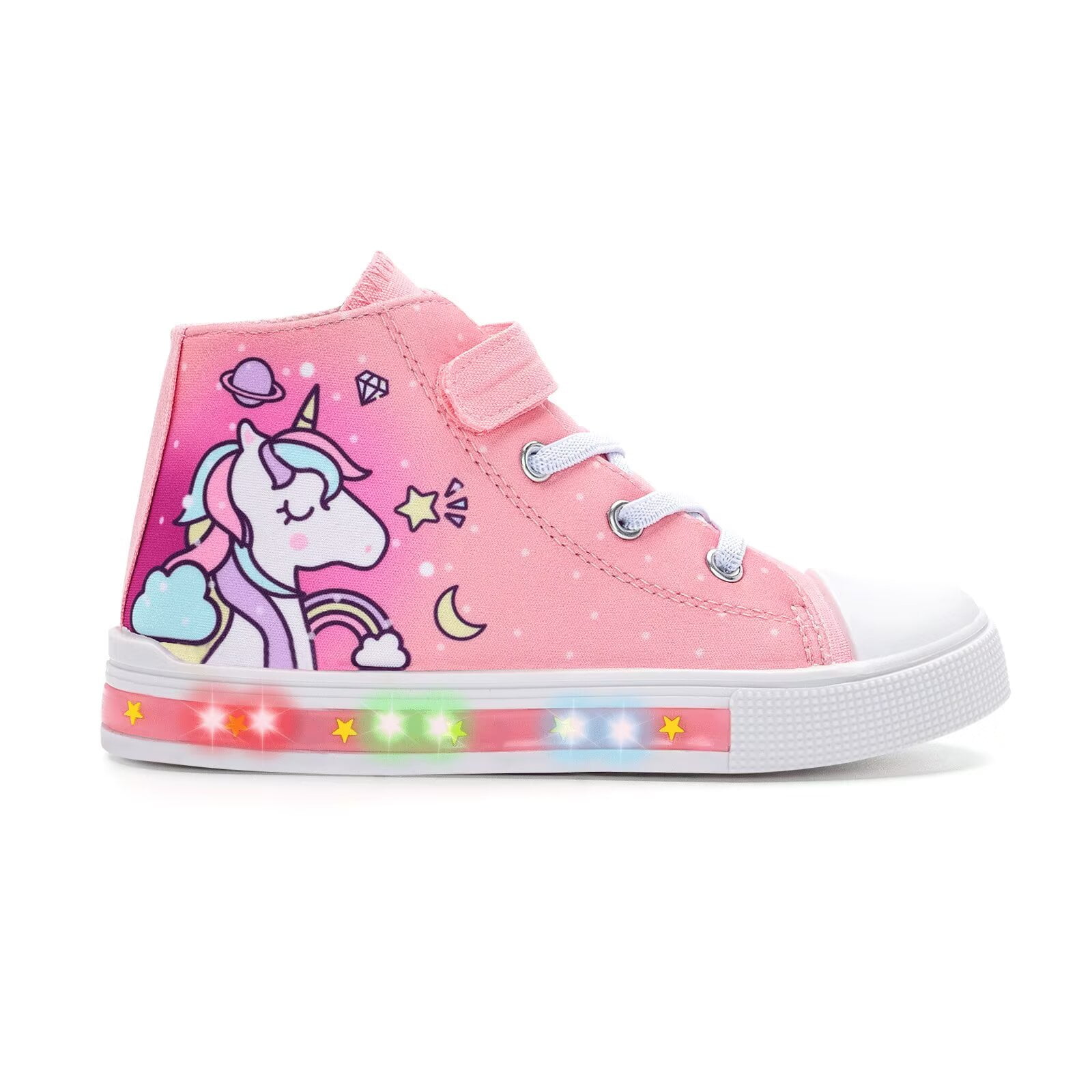 EUXTERPA Girls Pink Sneakers Light Up Flashing Shoes Toddler Easy ...
