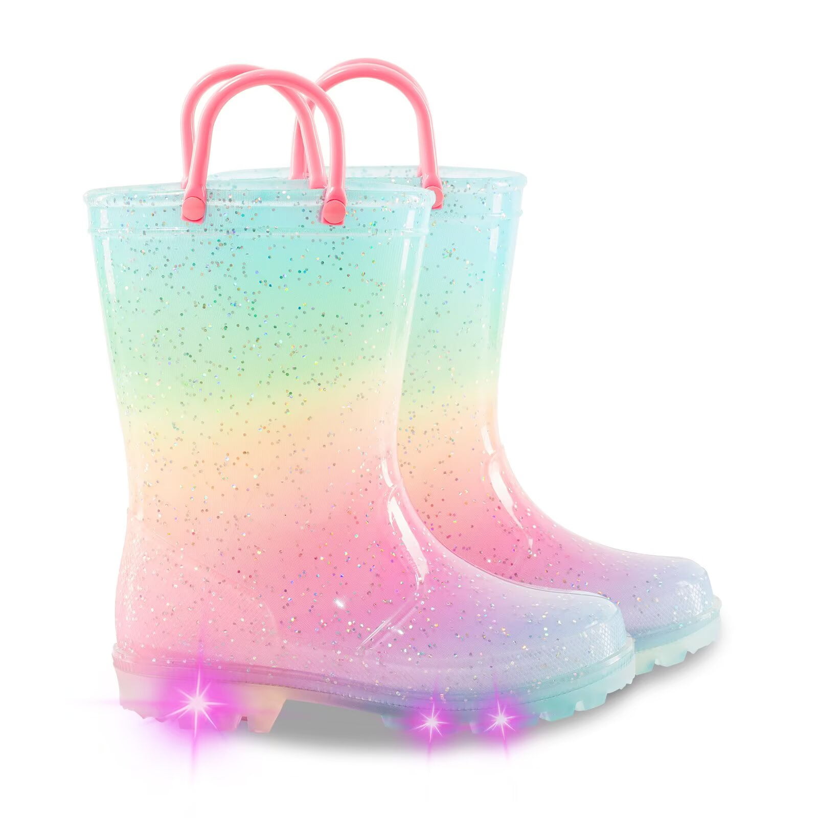 Kids Toddler Light Up Rain Boots Girls Waterproof Easy on Rain Shoes ...