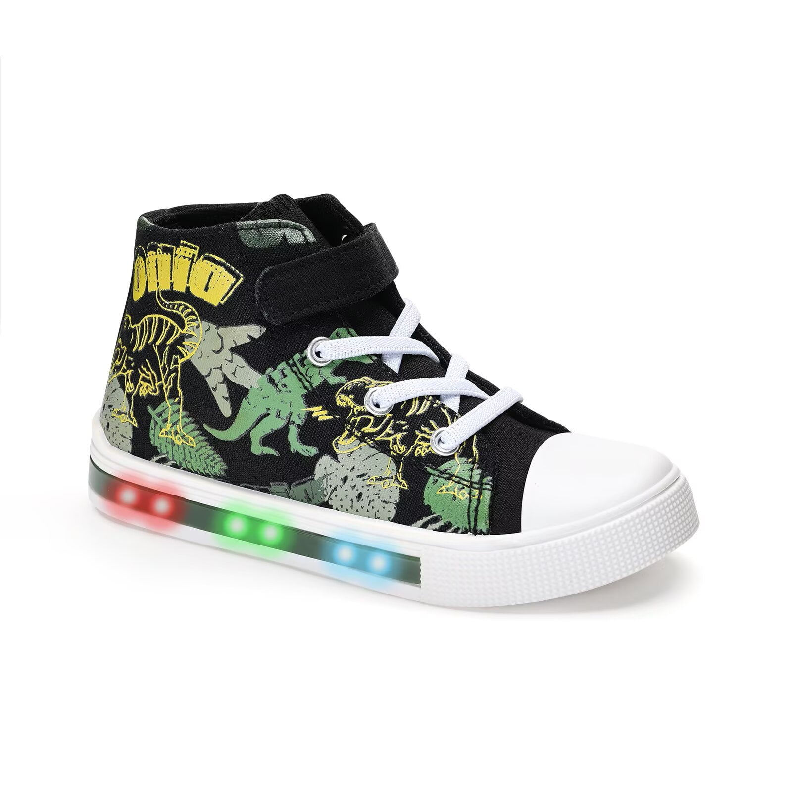 FUNCOO PLUS Toddler Kids Light Up Sneakers Boys High Top Canvas Shoes ...