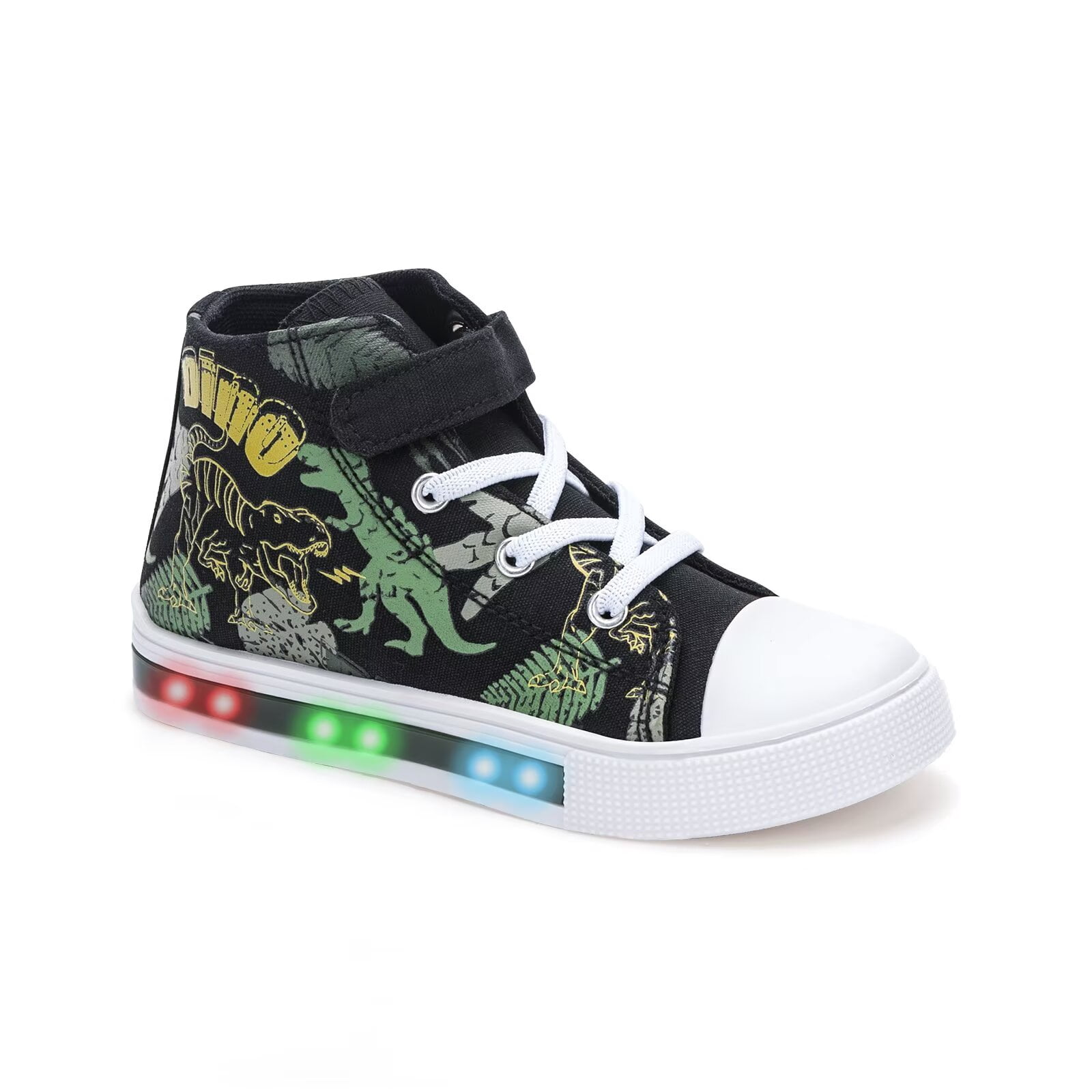 FUNCOO PLUS Toddler Boys Light Up Sneakers Kids High Top Canvas Shoes ...