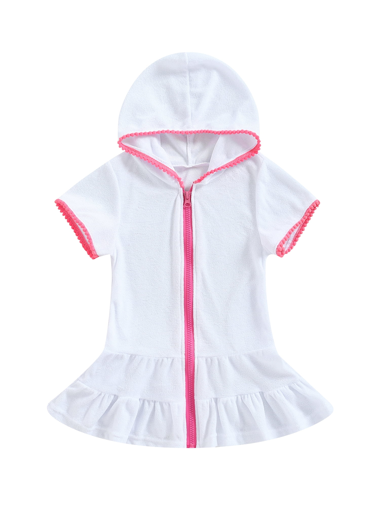 Kids Toddler Little Girl Swim Cover Up Towel Terry Swimsuit Wraps Zip ...