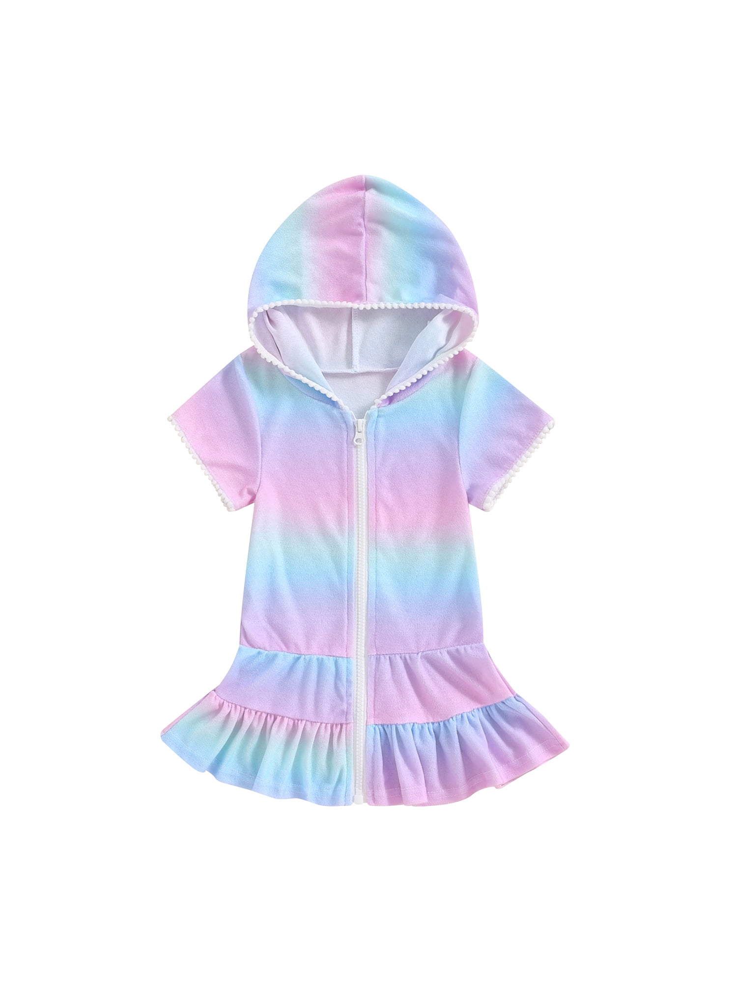 Kids Toddler Little Girl Swim Cover Up Towel Terry Swimsuit Wraps Zip ...