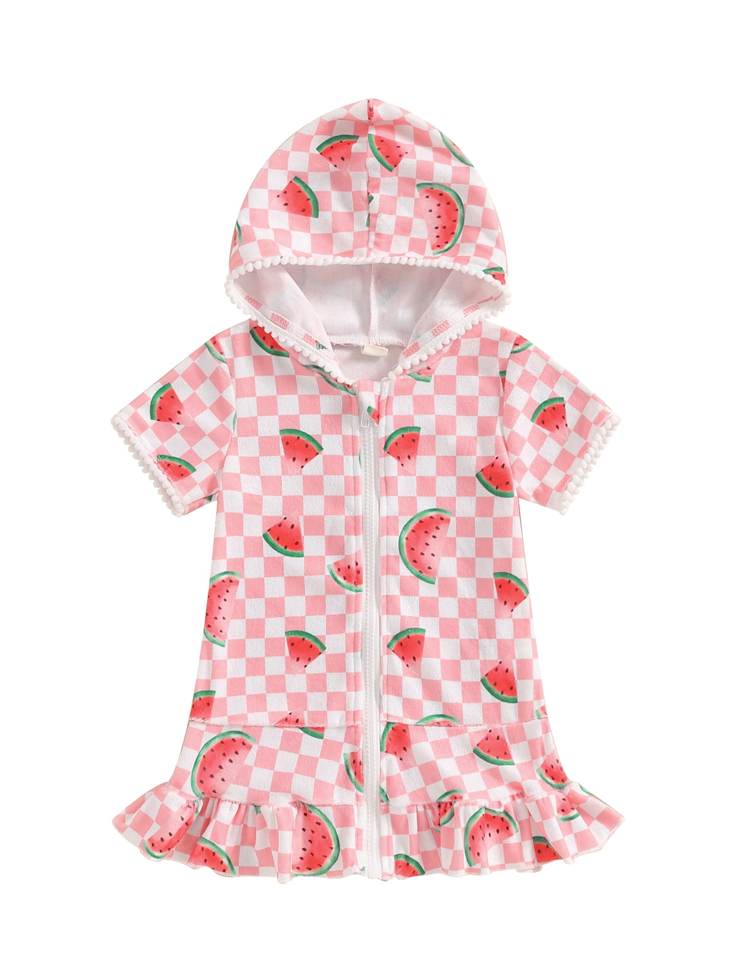 Kids Toddler Little Girl Swim Cover Up Towel Terry Swimsuit Wraps Zip ...