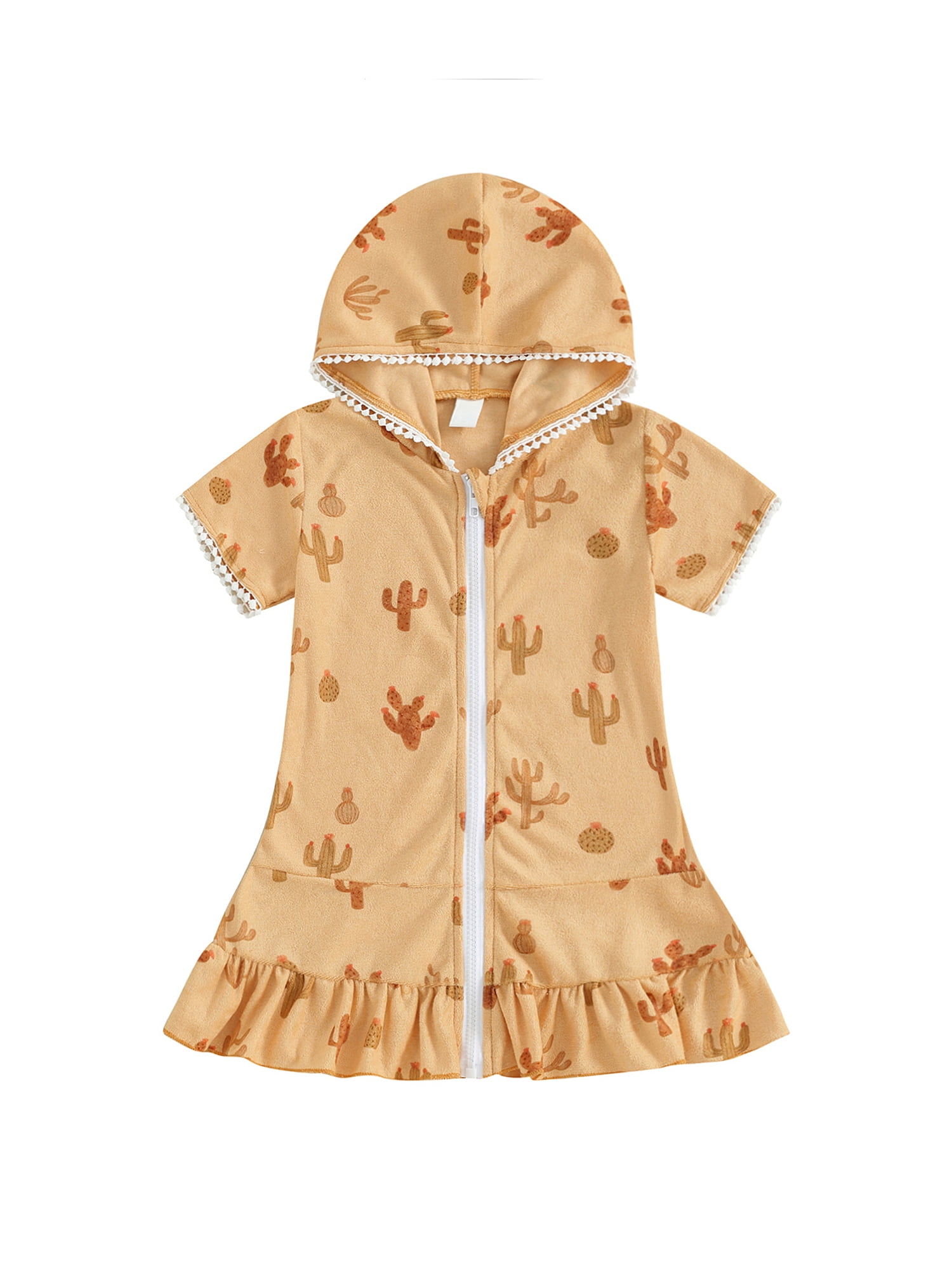 Kids Toddler Little Girl Swim Cover Up Towel Terry Swimsuit Wraps Zip ...