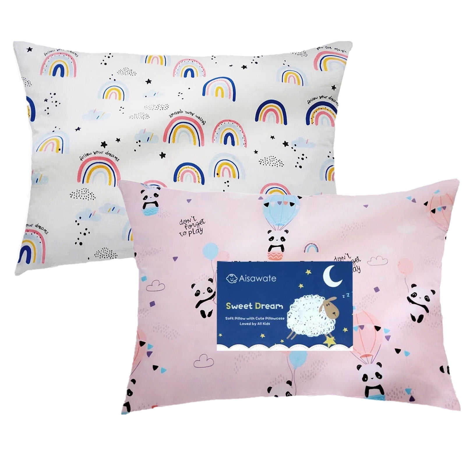 Kids Toddler Pillowcases - 2 Pack Cotton Pillowslip Case Fits Pillows ...