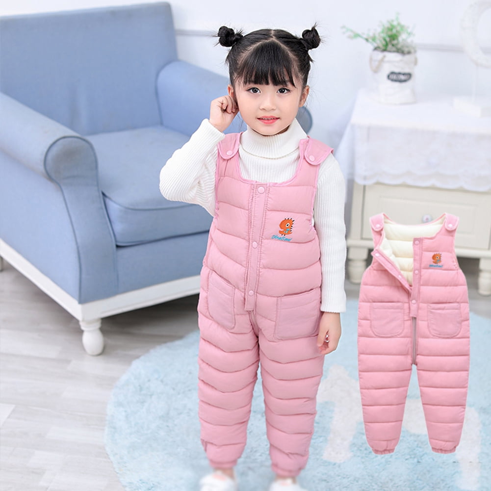 Kids Toddler Snow Bib Overalls Snowsuit,Baby Boys Girls Dinosaur Print Cotton Winter Warm Down ...