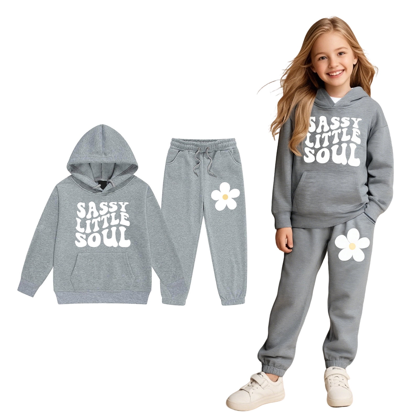 Kids Toddler Sweatsuit 2 Piece Long Sleeve Letter Graphic Basic Hoodie ...