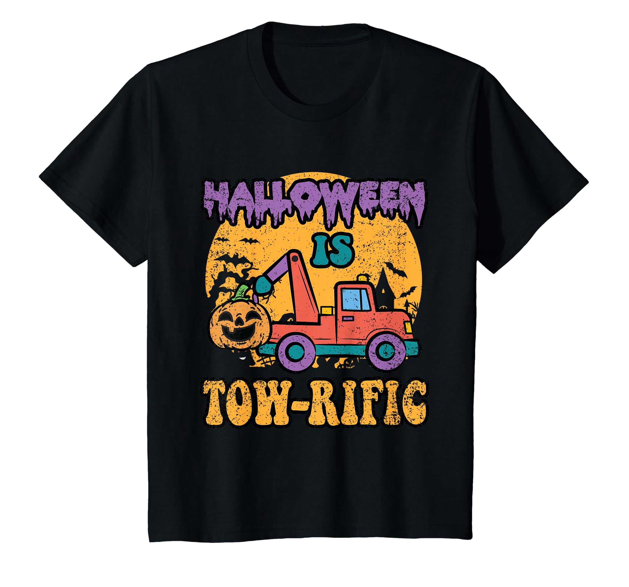 Kids Toddler Tow Truck Pumpkin Halloween Costume Towing Boys T-Shirt ...