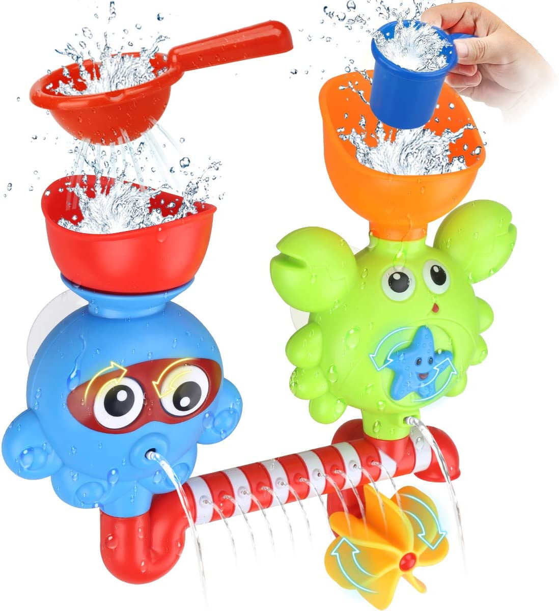 Kids Toddlers Bath Wall Toy Waterfall Fill Spin and Flow Non Toxic ...