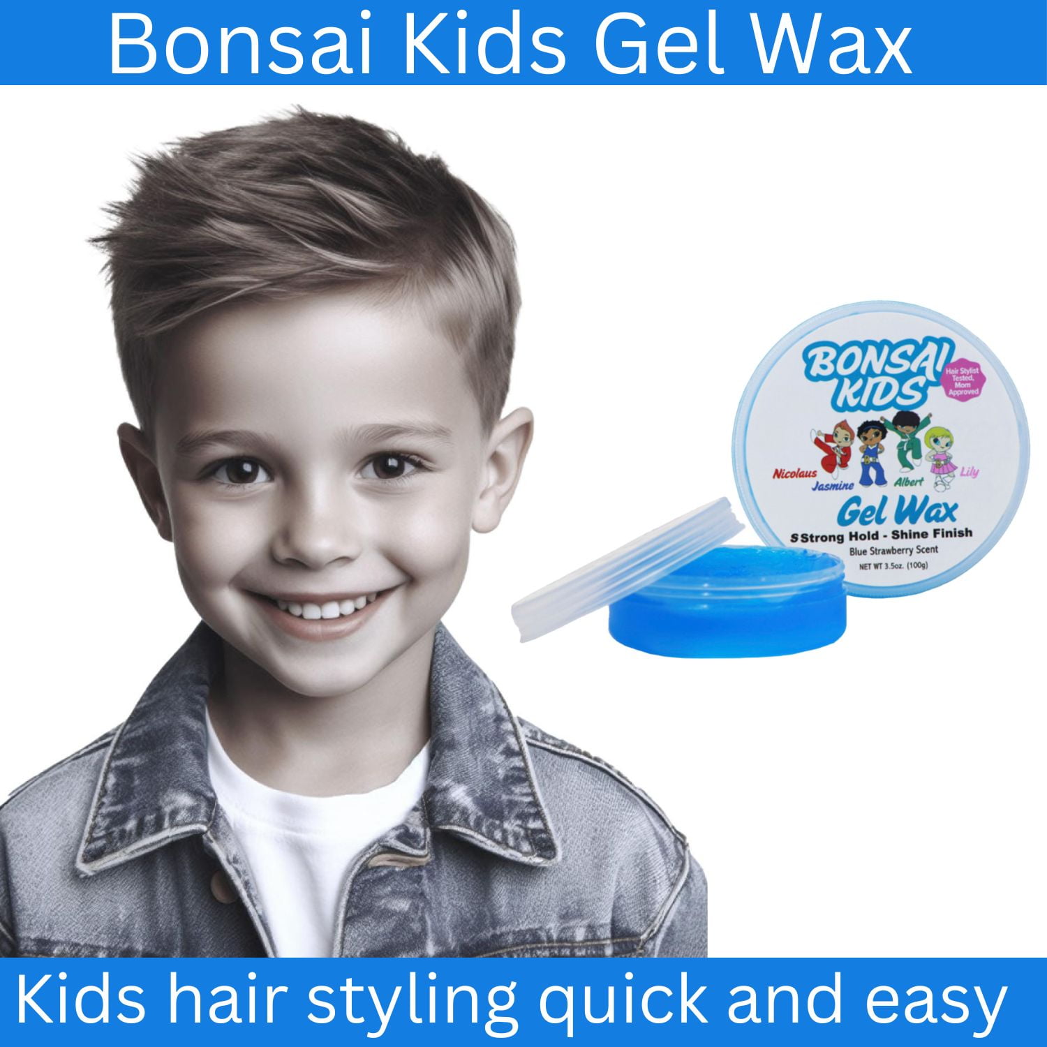 Kids & Toddlers Hair Gel Wax - All Day Hold 3.5 oz Boys, Toddlers and ...