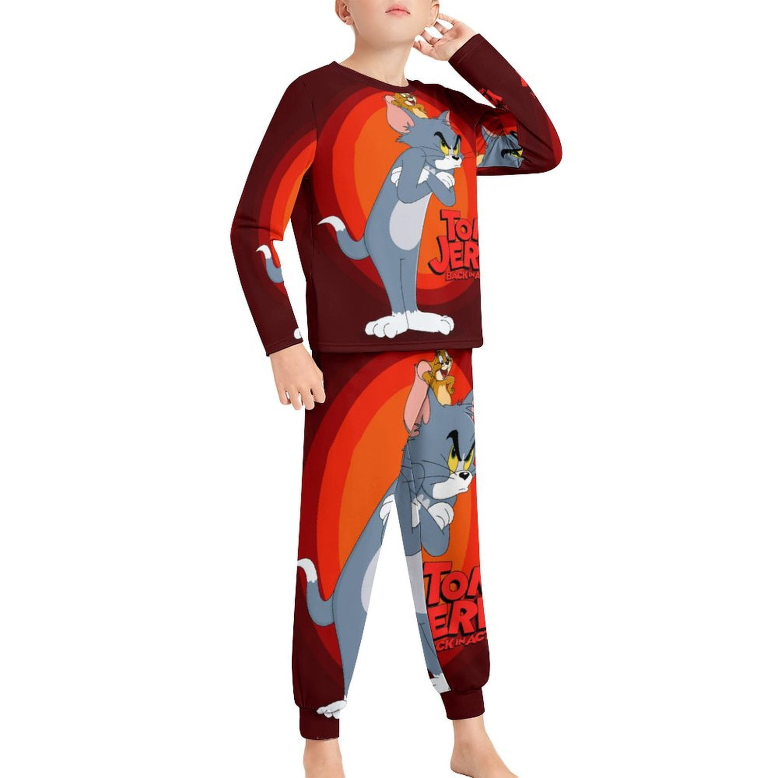 Kids Tom Cat Jerry Pajama Long Sleeve Sleepwear Pant Set Cute ...