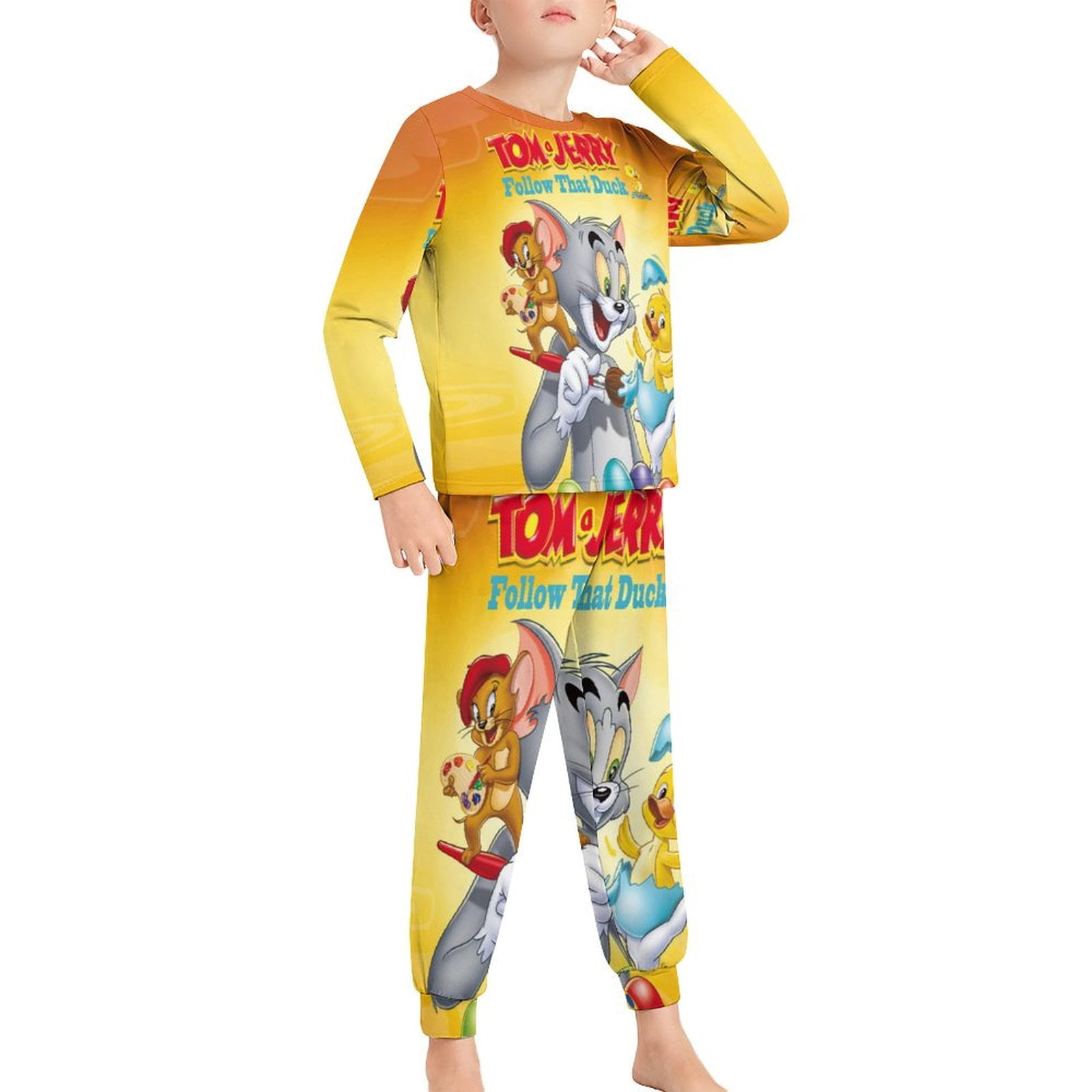 Kids Tom Cat Jerry Pajama Long Sleeve Sleepwear Pant Set Cute ...