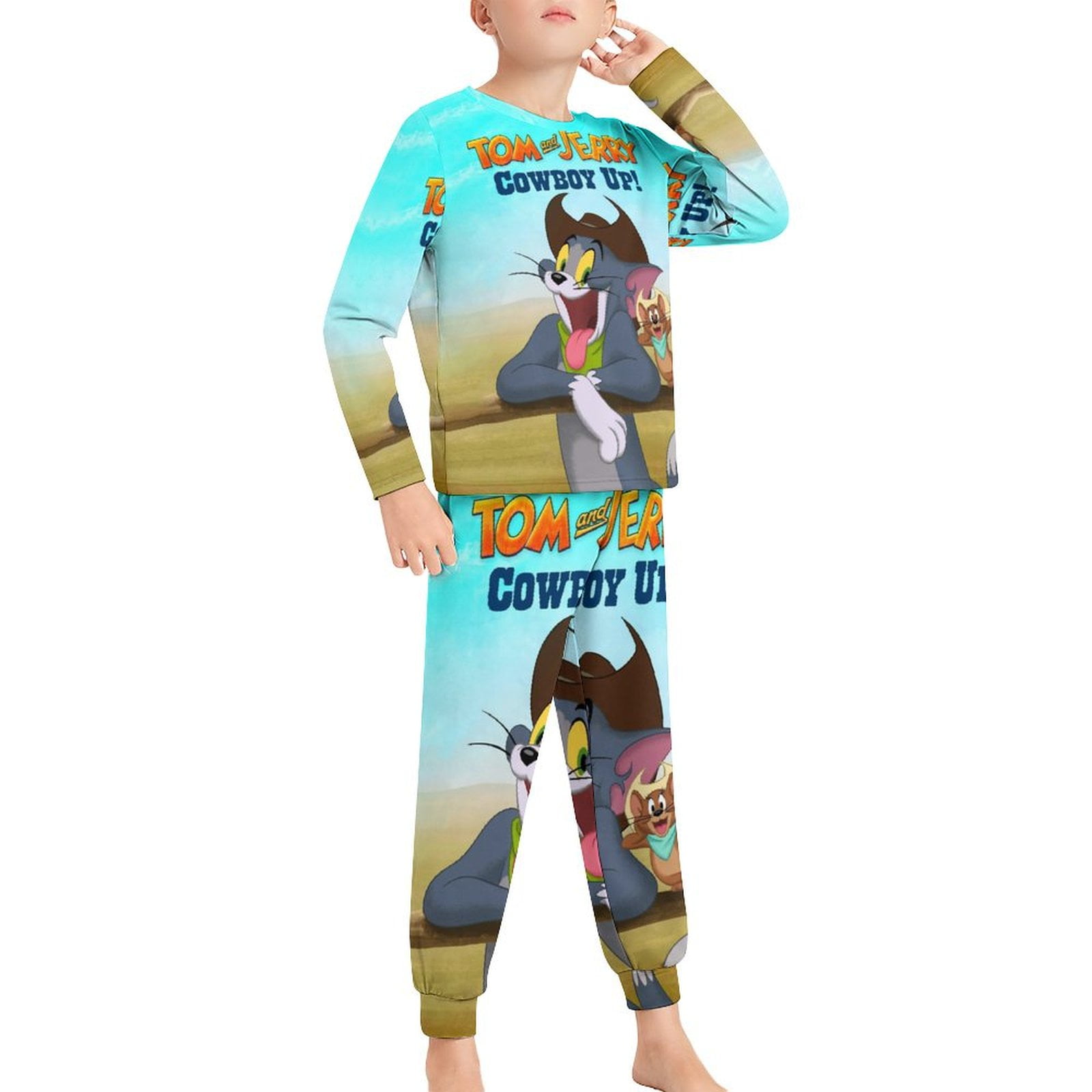 Kids Tom Cat Jerry Pajama Long Sleeve Sleepwear Pant Set Cute ...