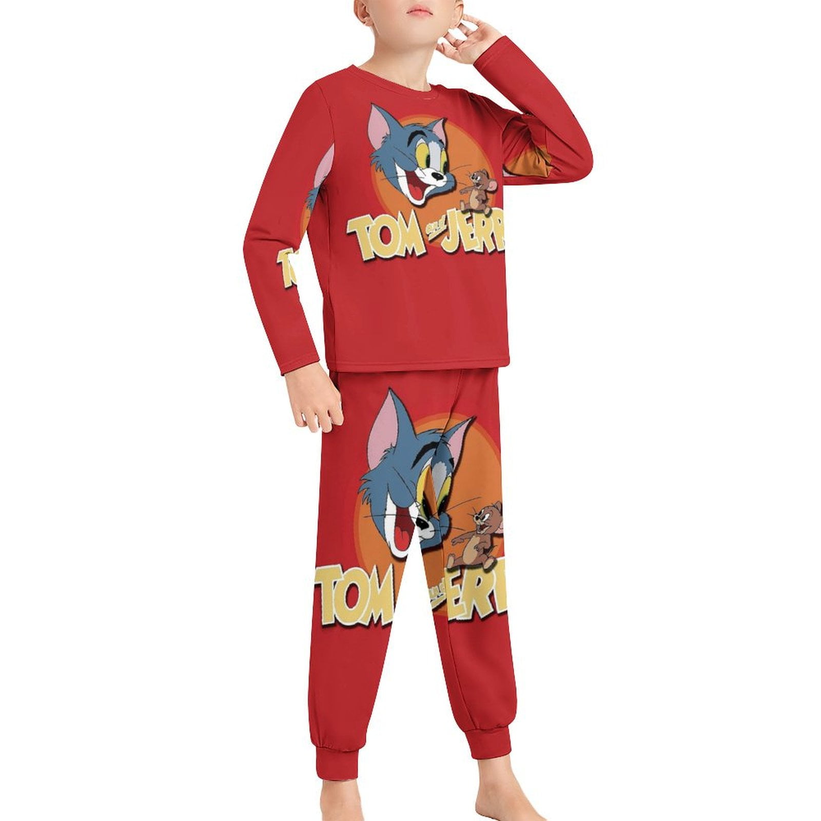 Kids Tom Cat Jerry Pajamas 2 Pieces Pjs Kids Sleepwear Clothes Long ...