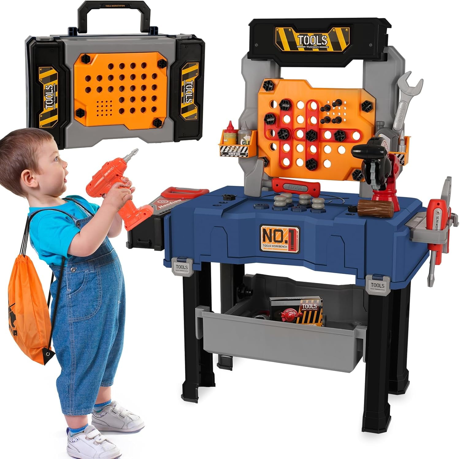 Kids Tool Bench, Realistic Kids Tool Set with Electric Drill, Pretend ...