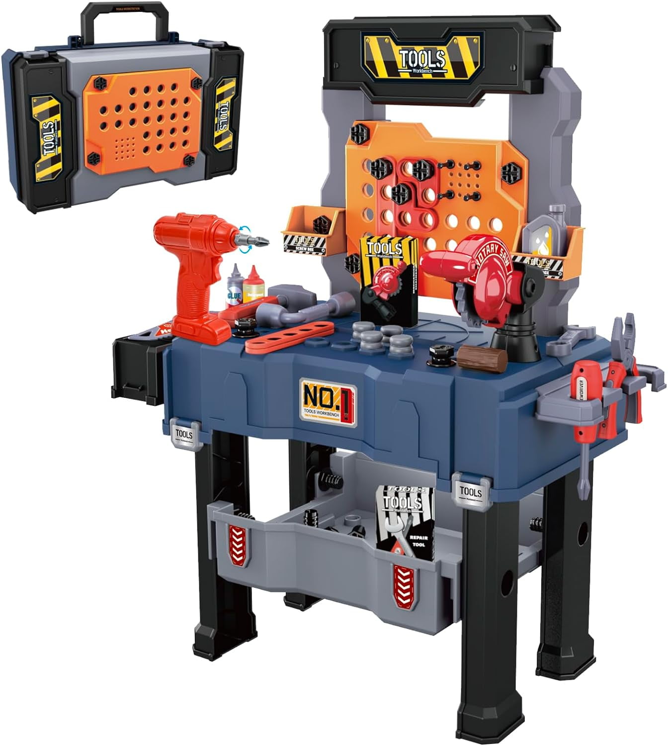 Kids Tool Bench Set with Electric Drill and Realistic Tool, Pretend ...