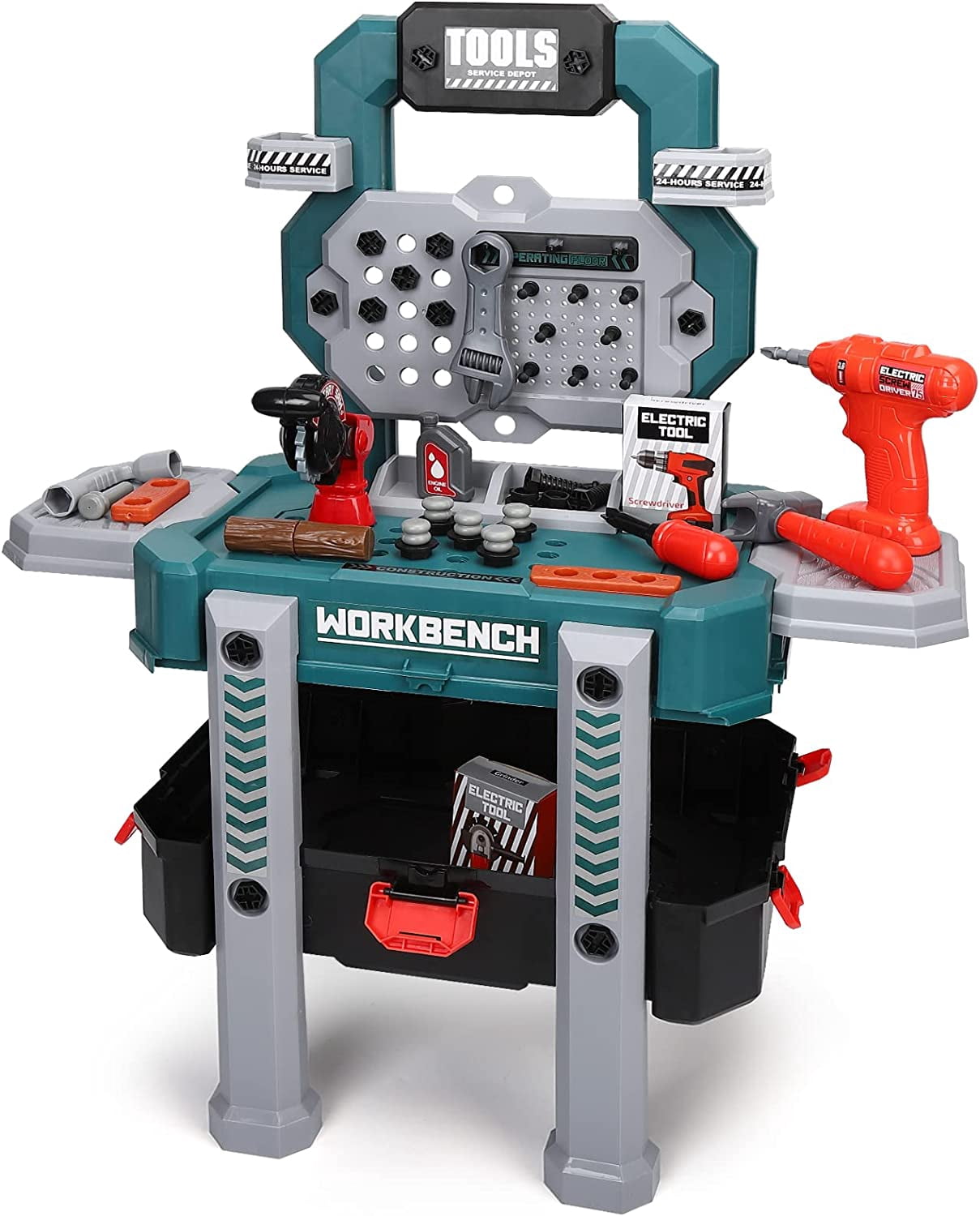 Kids Tool Bench Playset, 54-Piece Set, Pretend Construction Toys ...
