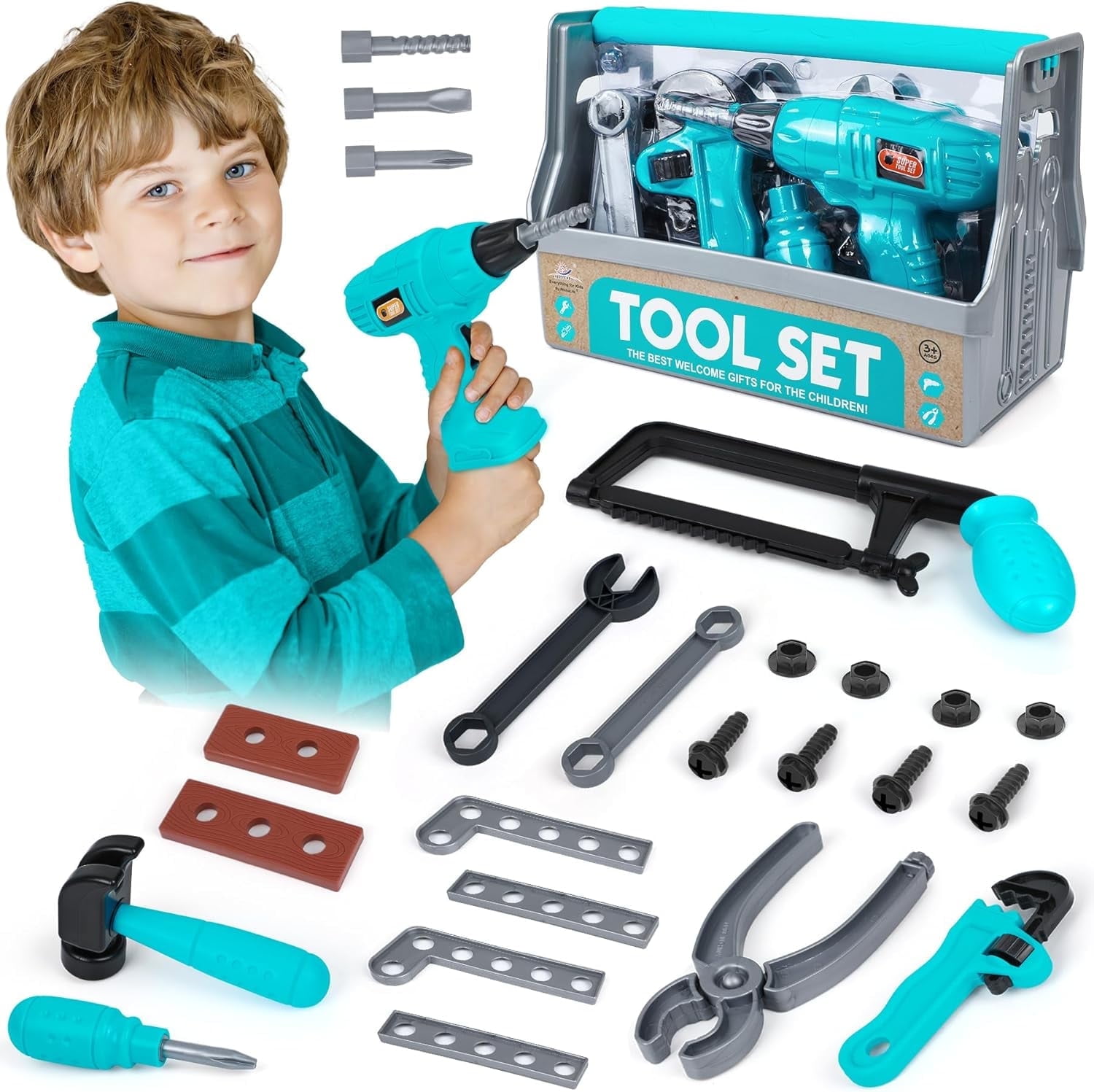 Kids Tool Set, 18 Pcs Pretend Play Tool Toy, ENP Tool Set for Boys ...