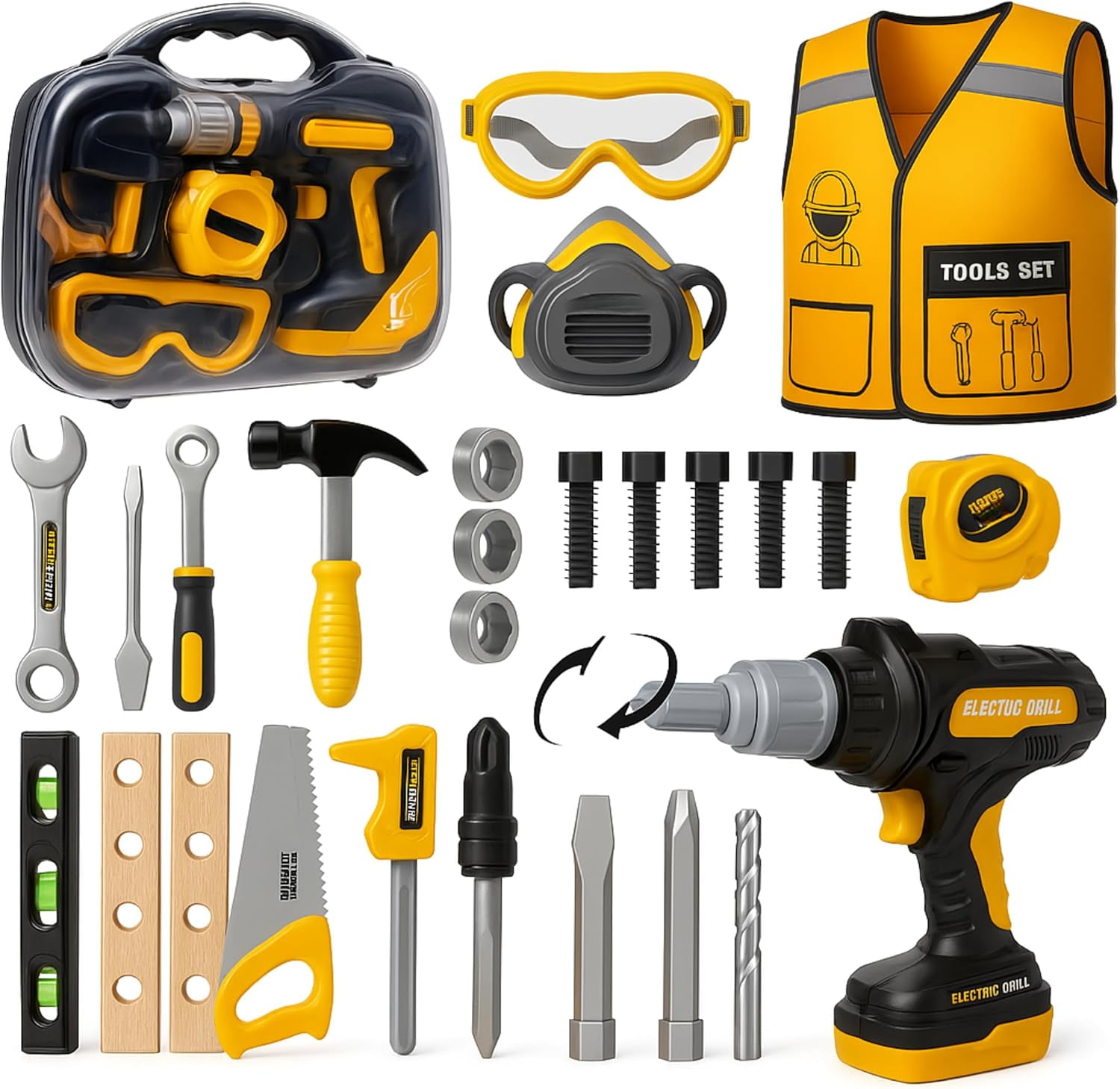 Kids Tool Set - Toddler Tool Playset with Electric Drill, Nuts, Bolts ...