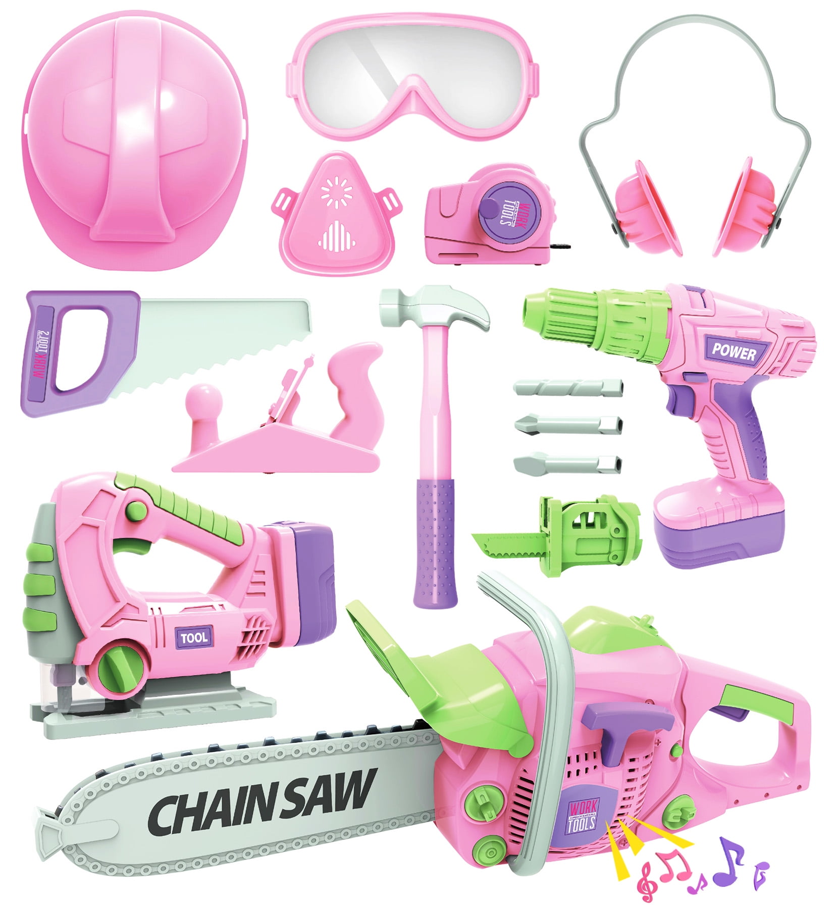 Kids Tool Set with Electric Toy Drill Chainsaw Jigsaw Toy Tools ...
