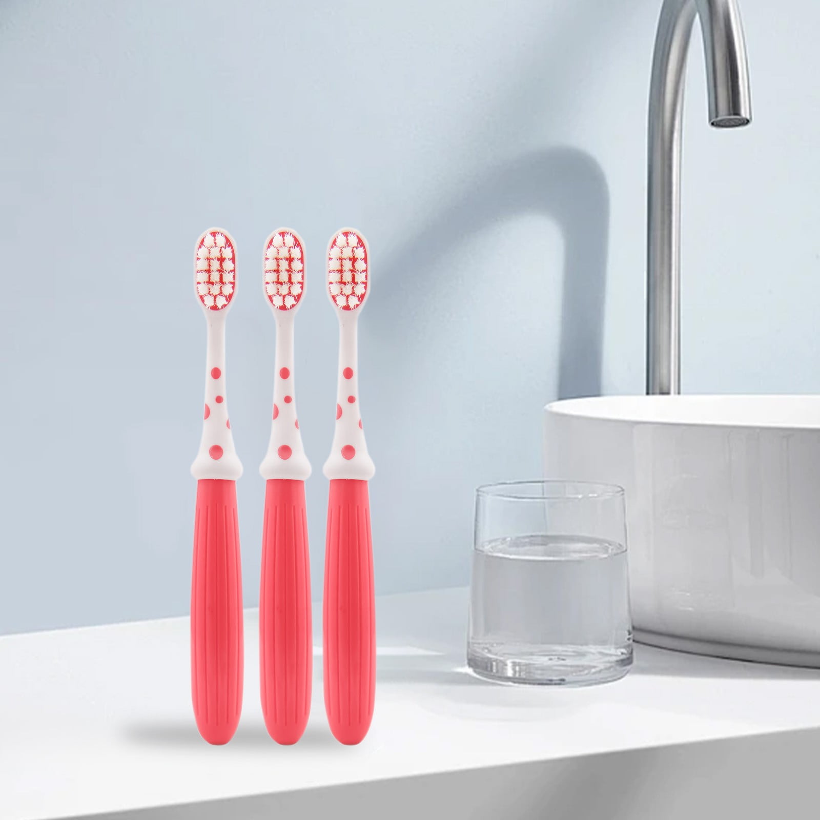 Kids Toothbrush 3 Pack - Soft Contoured Bristles - Child Sized Brush ...