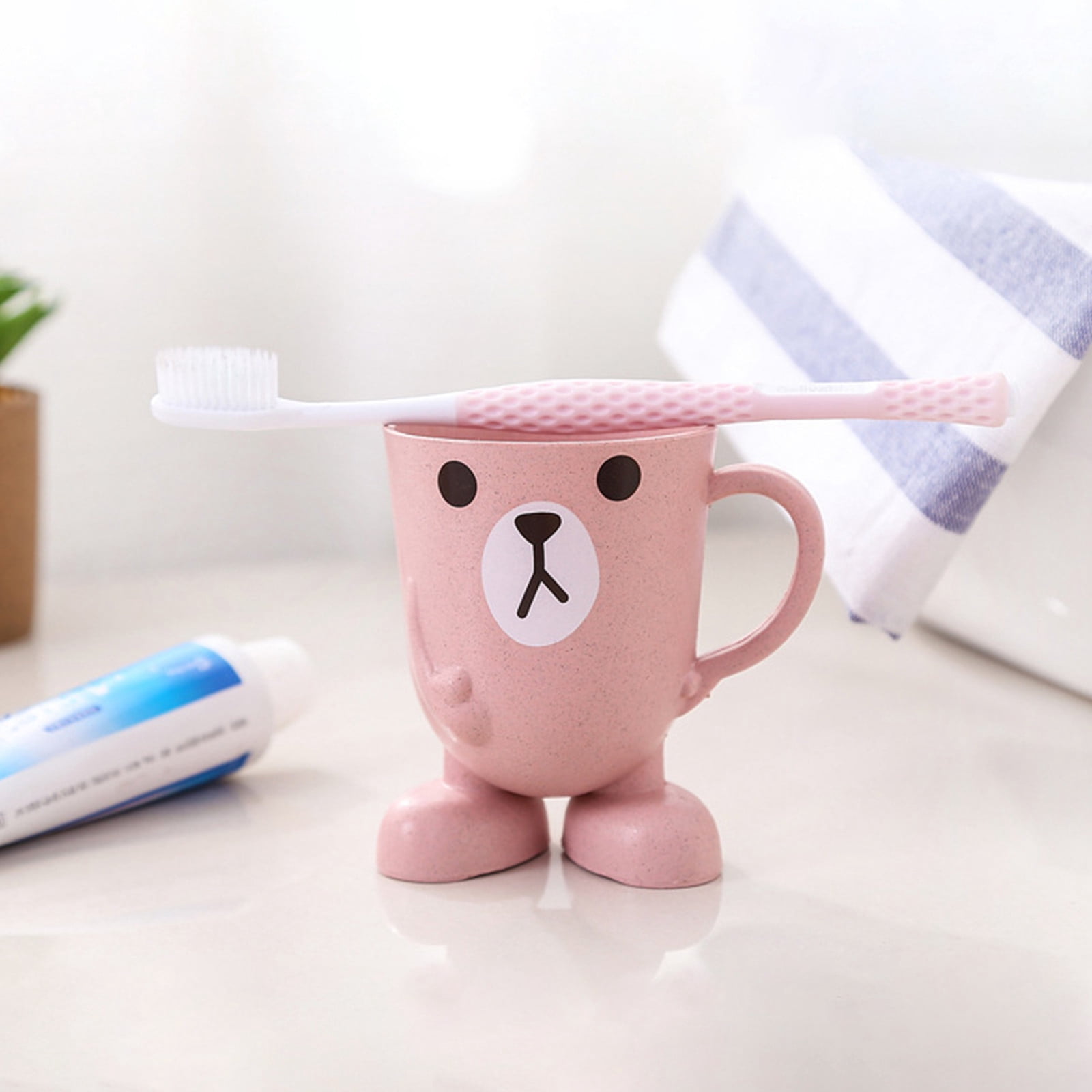 Kids Toothbrush Cup with Holder, Plastic Mouthwash Cup for Children ...