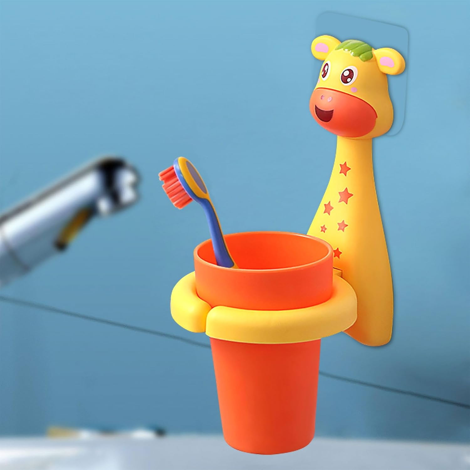Kids Toothbrushes Holder Animal Tooth Cup Holder Wall Mounted Sucker ...