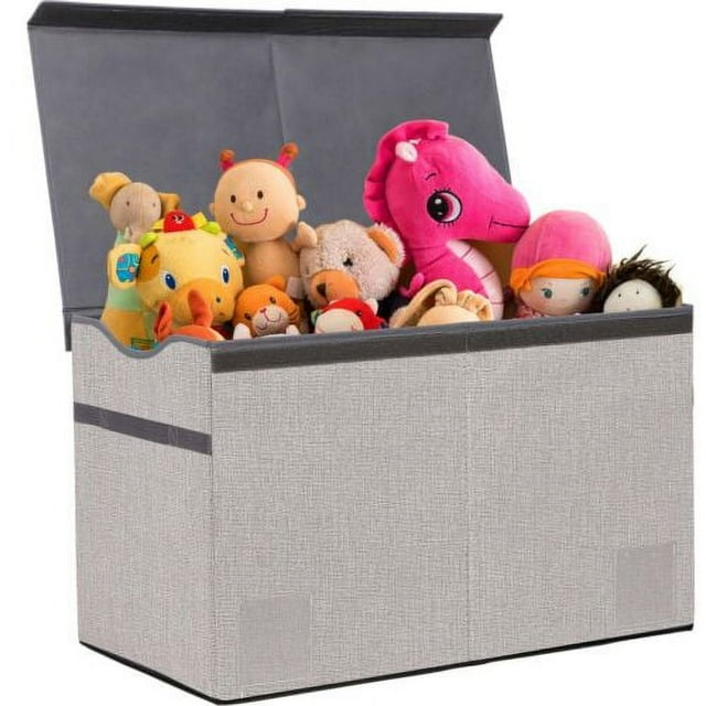 Kids Toy Box Flip-Top Lid Chest Home Storage Boxes Collapsible ...