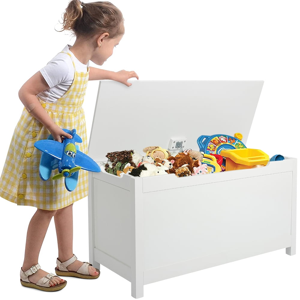 Kids Toy Box Storage Chest, Wood Kids Toy Storage Bench for Boys Girls ...