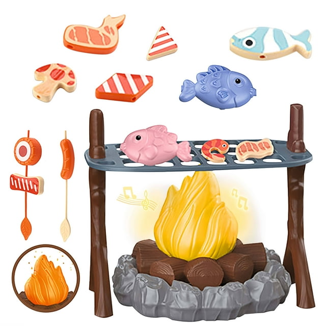 Kids Toy Campfire Set,Pretend Campfire Barbecue Camping Set,Fake ...